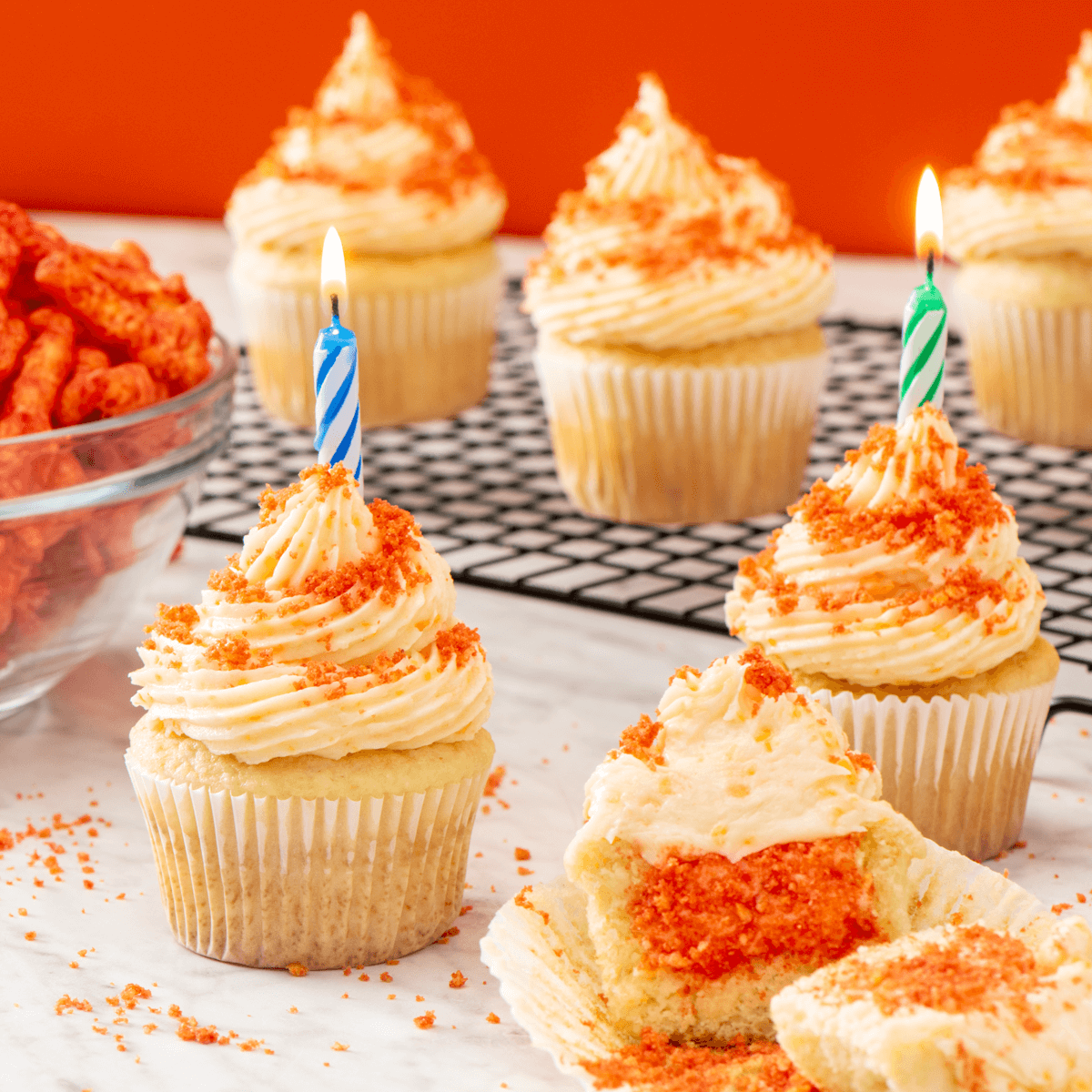CHEETOS® FLAMIN HOT® Birthday Cupcakes | FLVR