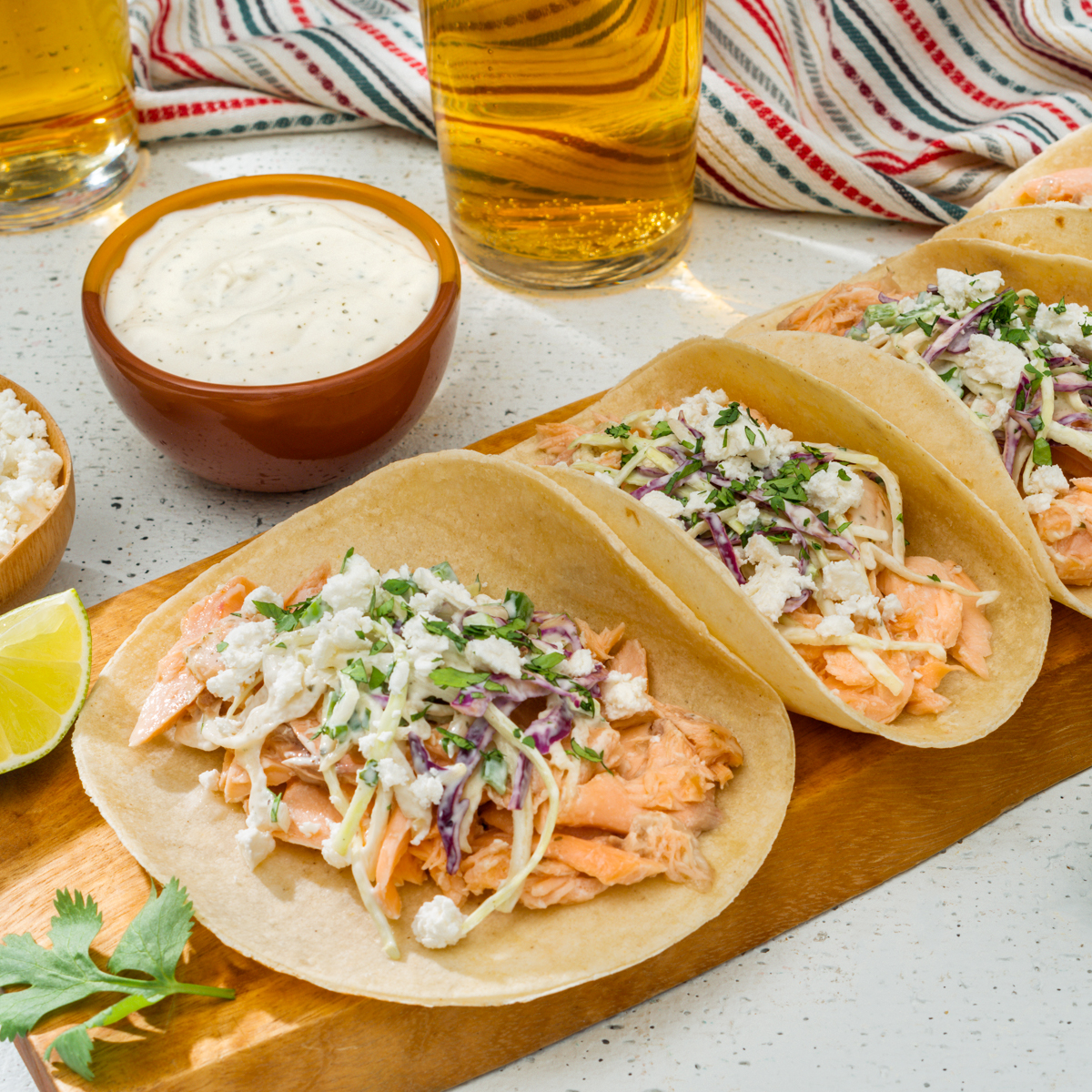 LAYS® Creamy Herb Salmon Tacos | FLVR