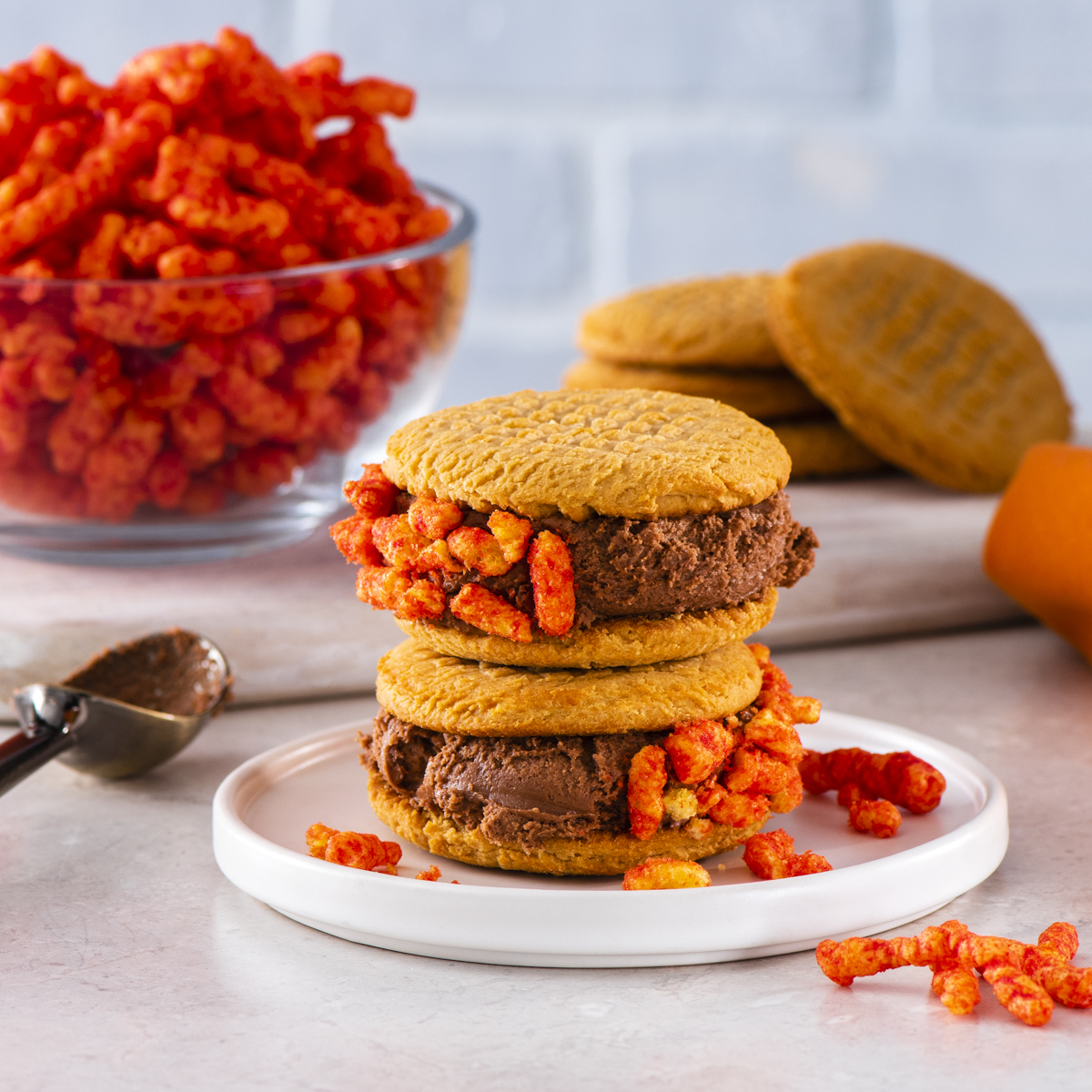 CHEETOS® Crunchy FLAMIN HOT® Peanut Butter Chocolate Ice Cream Sandwich ...