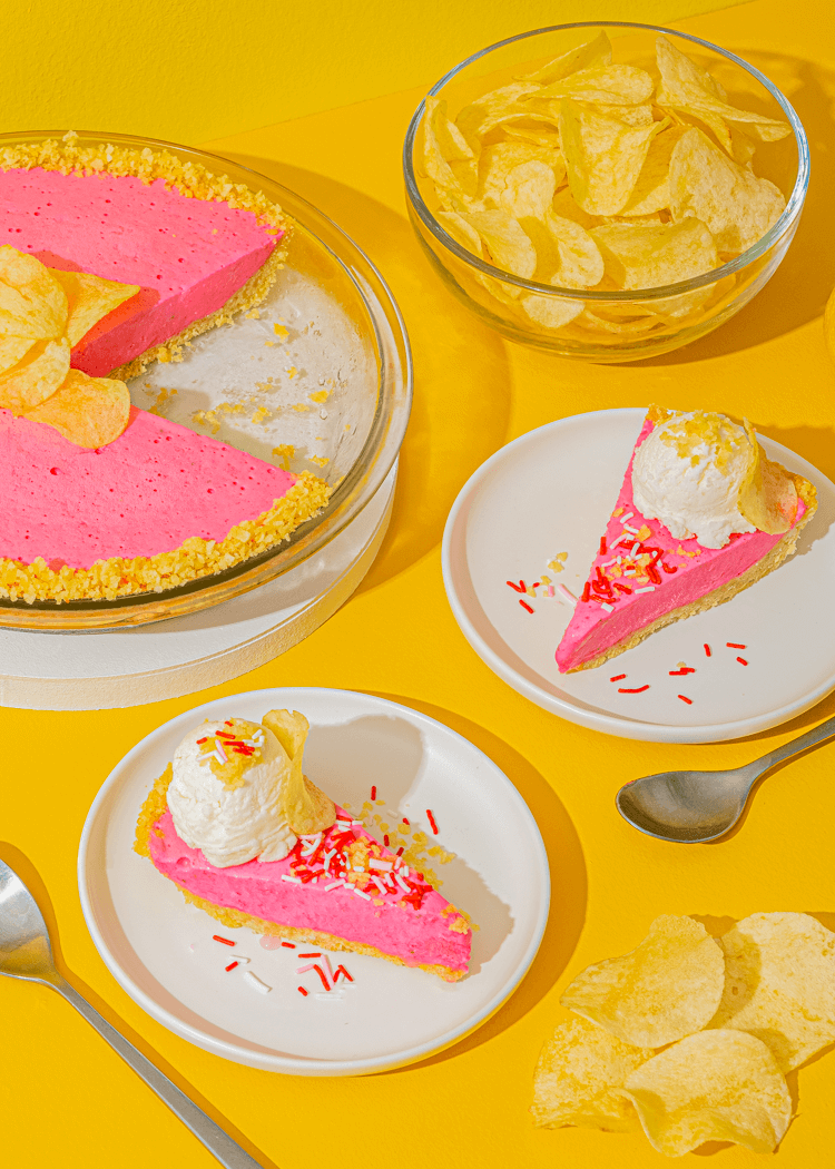 LAYS® Pink Lemonade Vanilla Pie with Salty Potato Chip Crust | FLVR