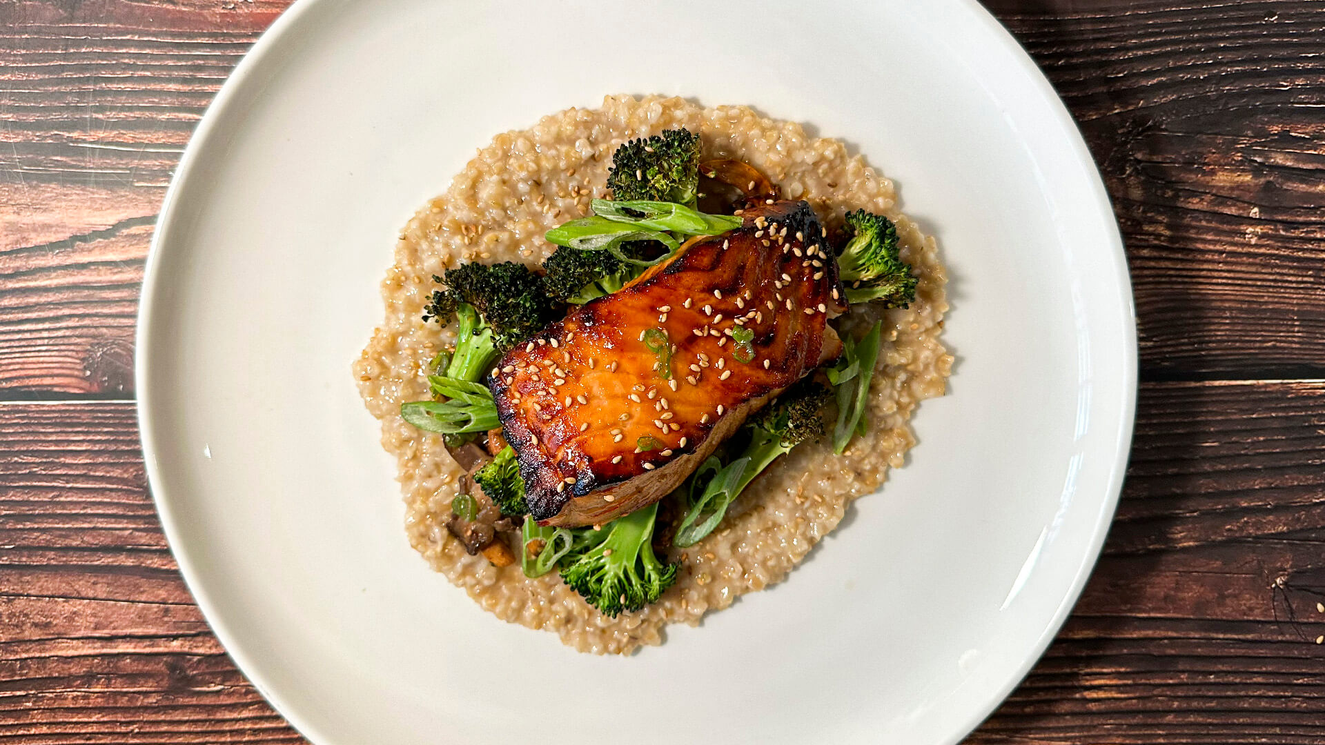 Miso Salmon Steel Cut Oat Bowl | FLVR